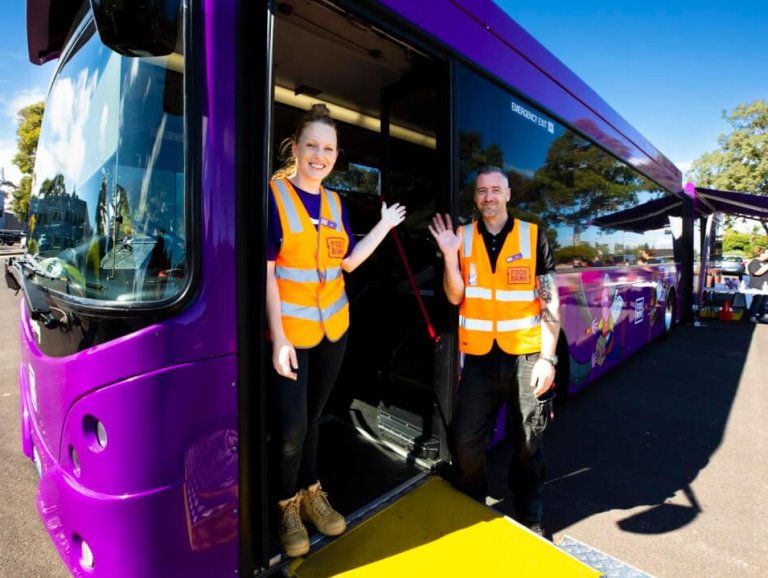 Foodbank Victoria's mobile supermarket bus feeding families